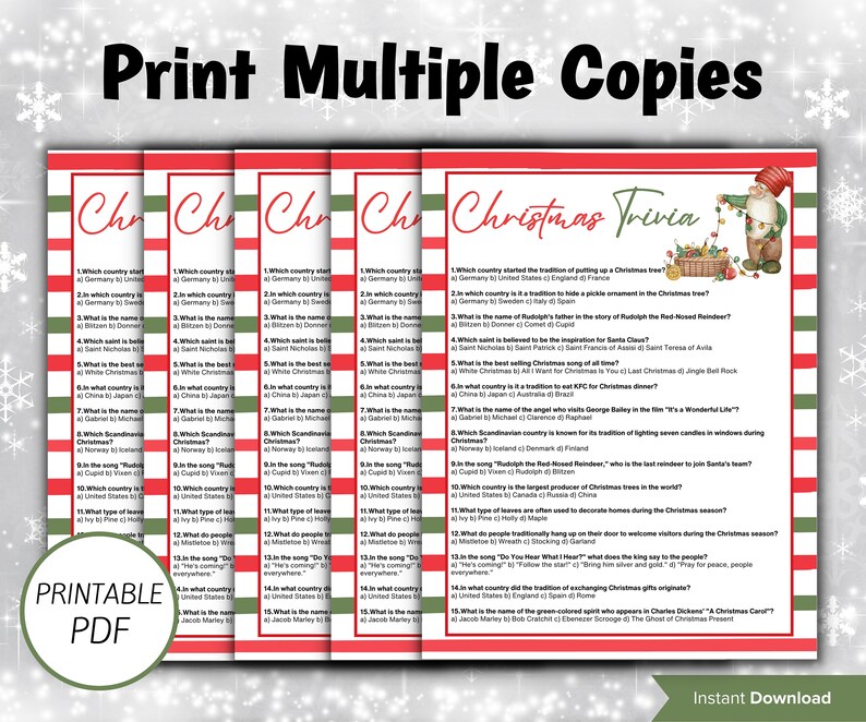 Fun Christmas Trivia Game | Printable Trivia | Christmas Trivia Bundle ...