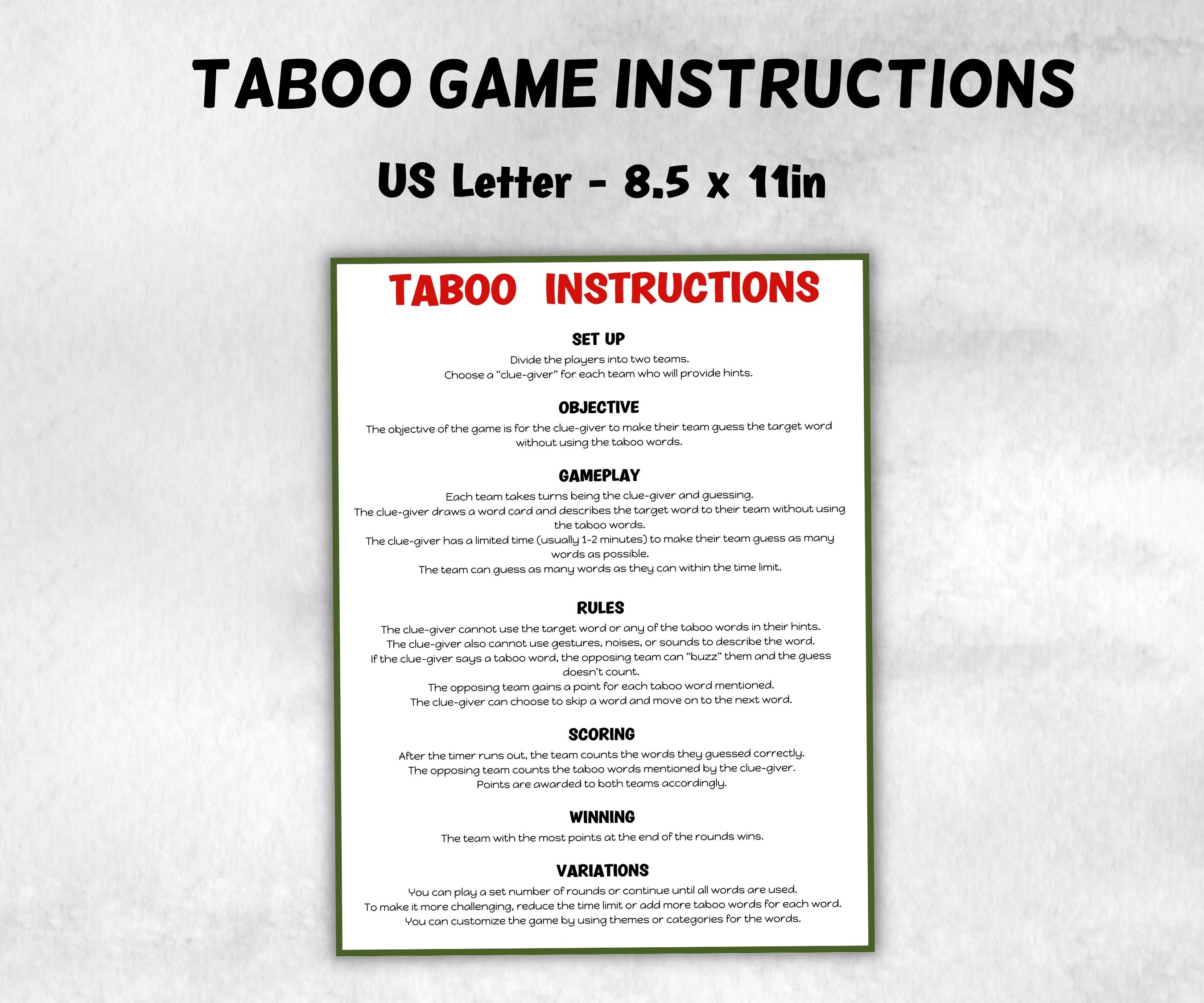St. Patrick's Day Taboo Game, Fun Party Game, Office Icebreaker, Ladies ...