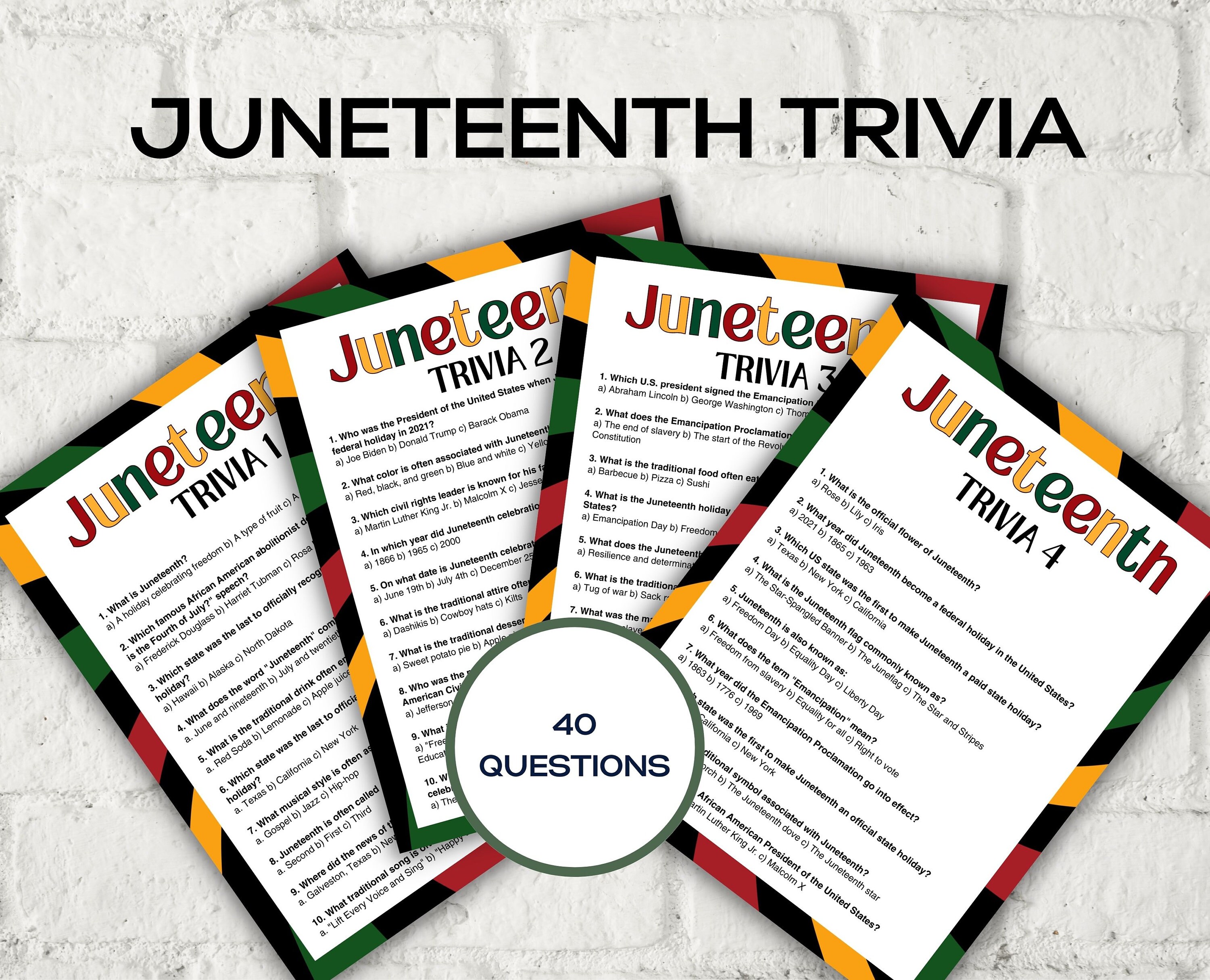Juneteenth Trivia Bundle I Juneteenth Activities I African - Etsy