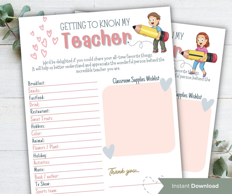 Get to Know My Teacher I All About My Teacher I Teacher - Etsy