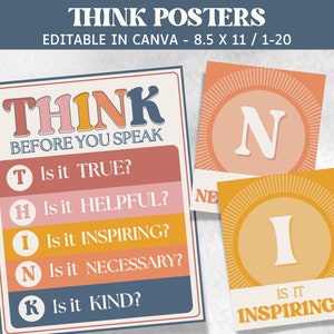 Classroom Think Posters, Therapy Office Decor, School Counselor, Think ...