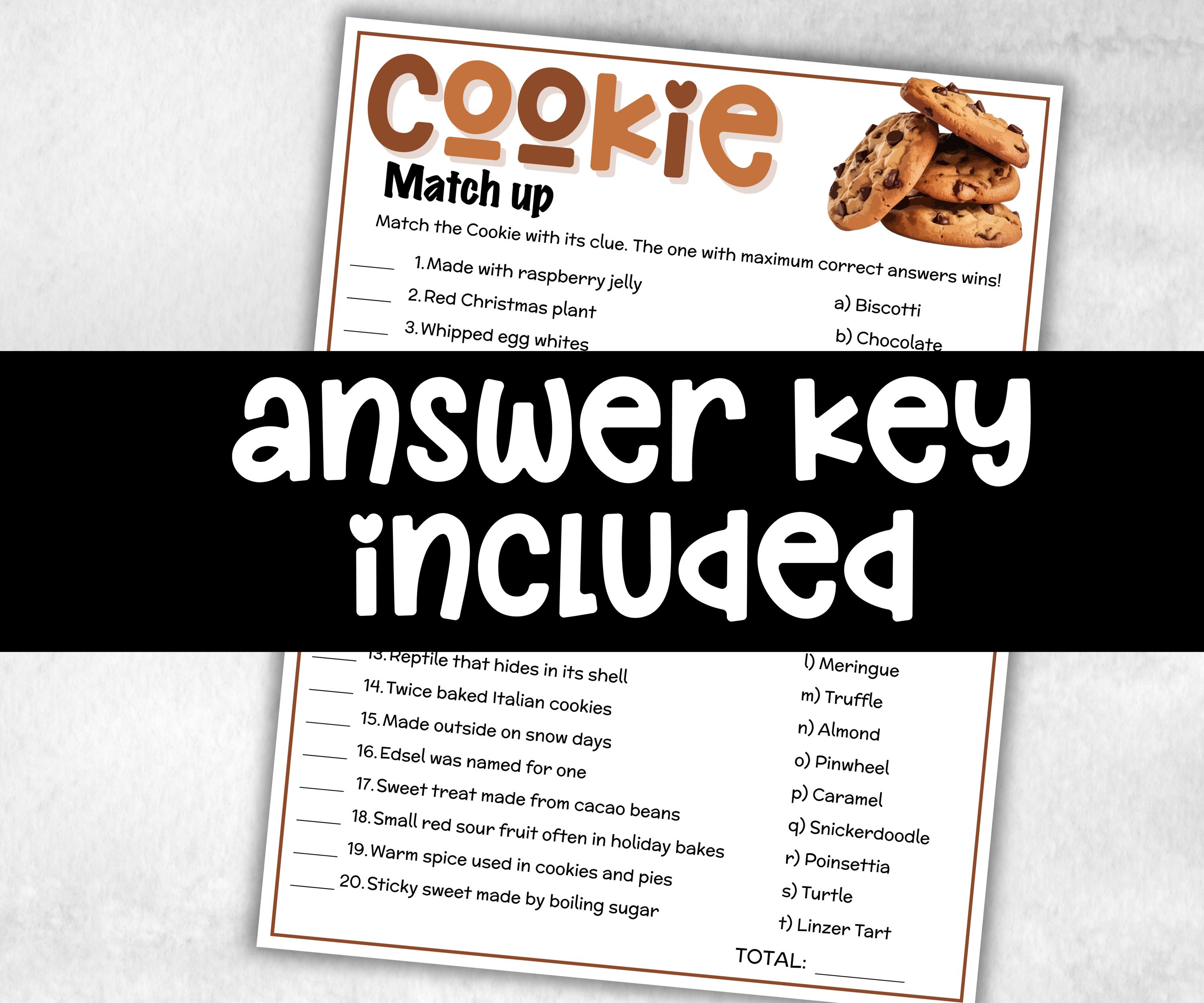 Cookie Match up Trivia, Christmas Party Game, Holiday Party Game ...