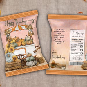 Thanksgiving Chip Bag Wrapper, Editable Thanksgiving Chip Bag, Chip Bag ...