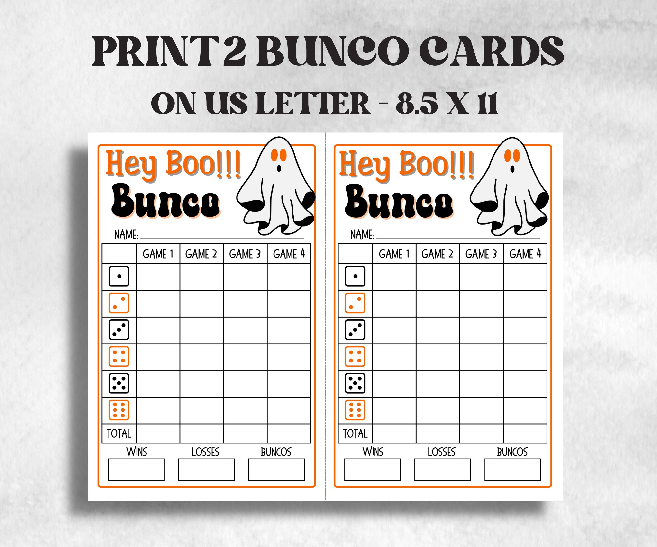 Printable Hey Boo Bunco Score Sheet, Halloween Bunco Invitation, Bunco ...
