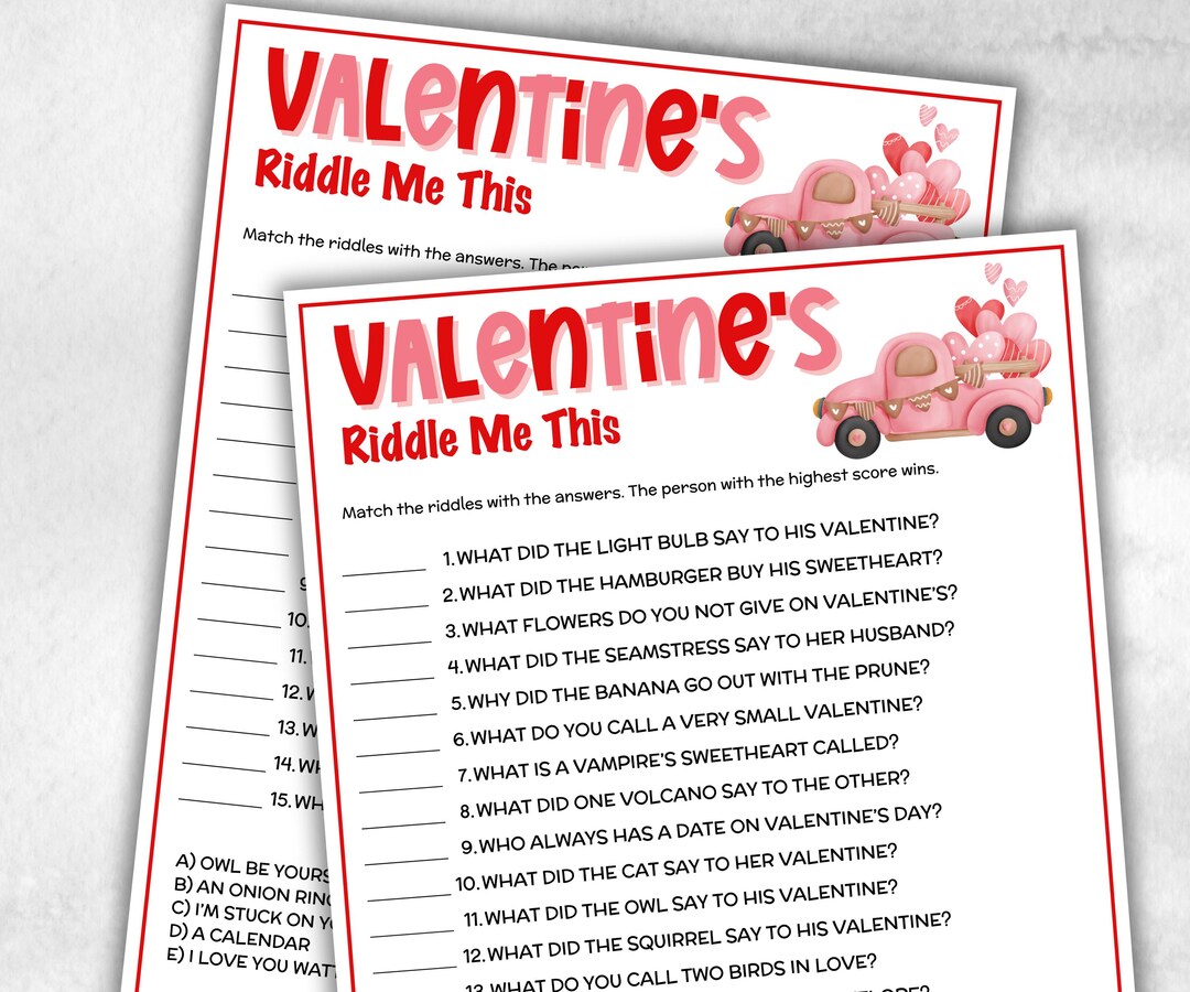 Valentines Riddles Jokes, Love Themed Games, Slumber Party, Classmate ...