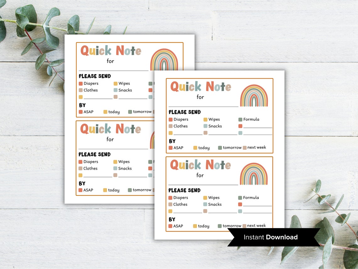 Printable Daycare Quick Note Daycare Card Daycare Folder - Etsy Canada
