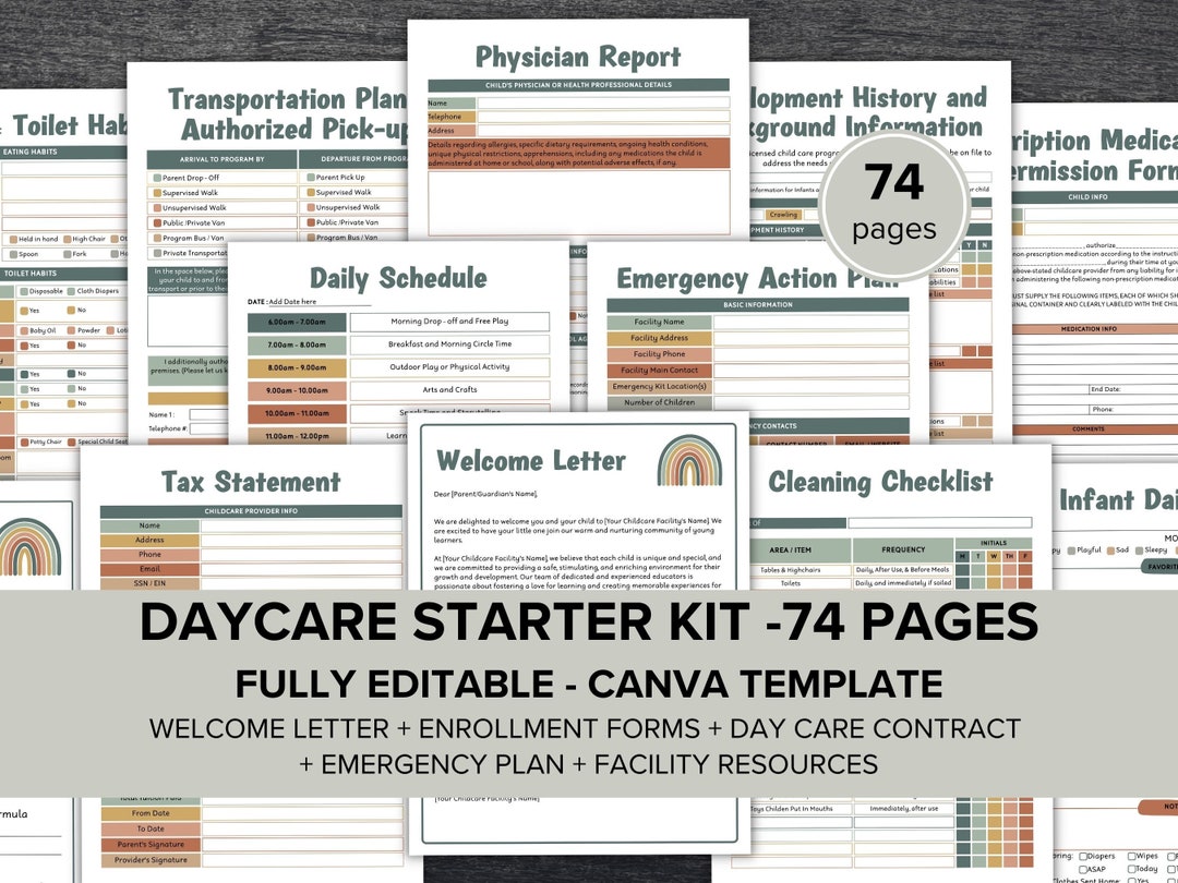Childcare Forms, Daycare Handbook, Opening a Daycare, Daycare Starter ...