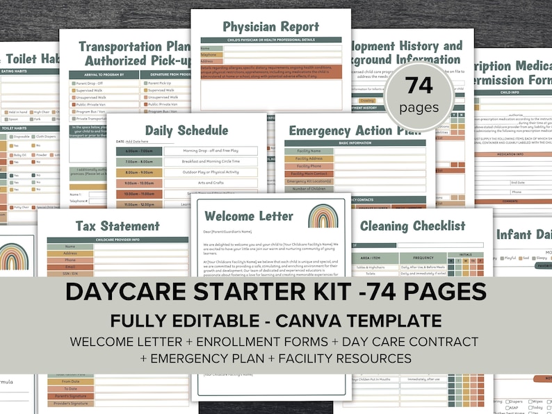 Childcare Forms, Daycare Handbook, Opening a Daycare, Daycare Starter ...