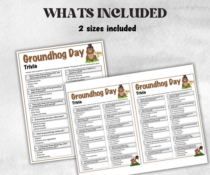 Groundhog Day Trivia, Groundhog Day Party Games, Family Game Night ...