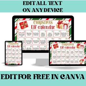 Kids Elf Advent Calendar, Christmas Planner, Christmas Elf Countdown ...