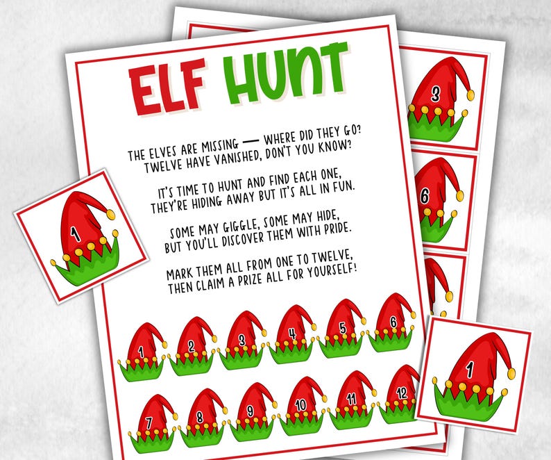 North Pole Elf Scavenger Hunt Game, Kids Elf Hunt Game, Xmas Scavenger ...
