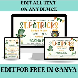 Customizable St.patricks School Spirit Week Flyer, PTO Schedule, March ...