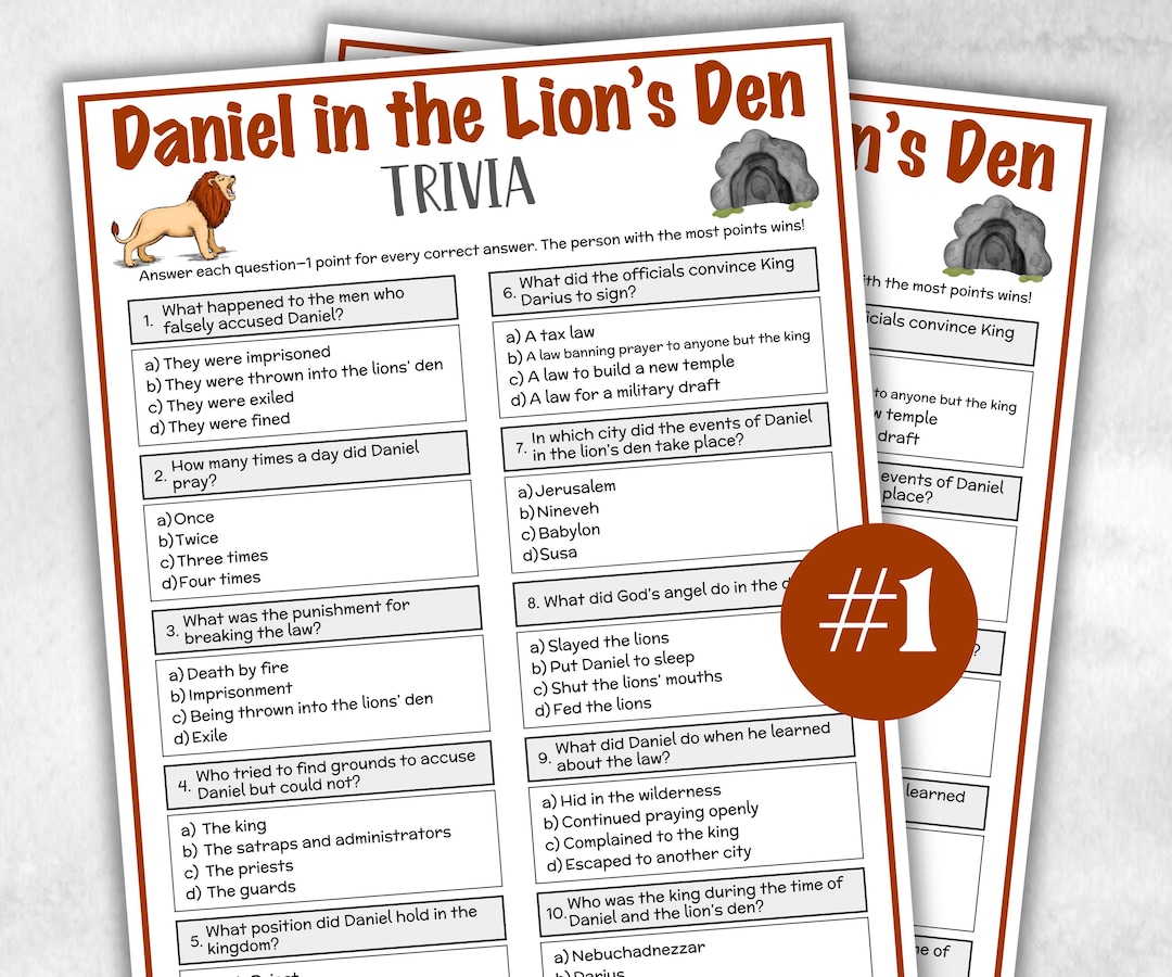 Daniel in the Lion's Den Printable Trivia for Kid, Old Testament ...