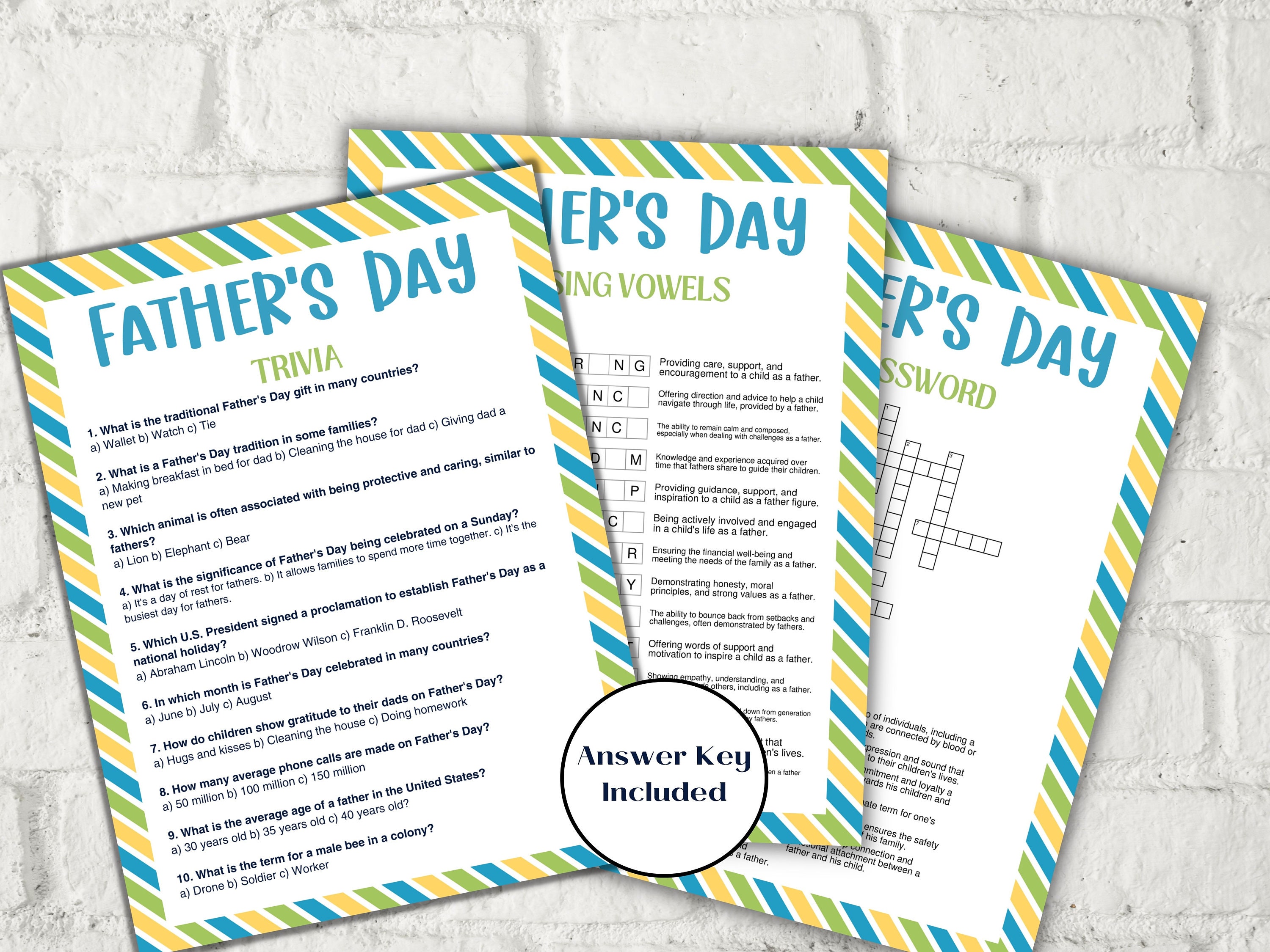 Fathers Day Games Bundle I Printable Father's Day Games for Kids Teens ...