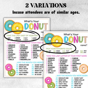 What is Your Donut Name Printable Game, Office Party, Daycare, Name ...