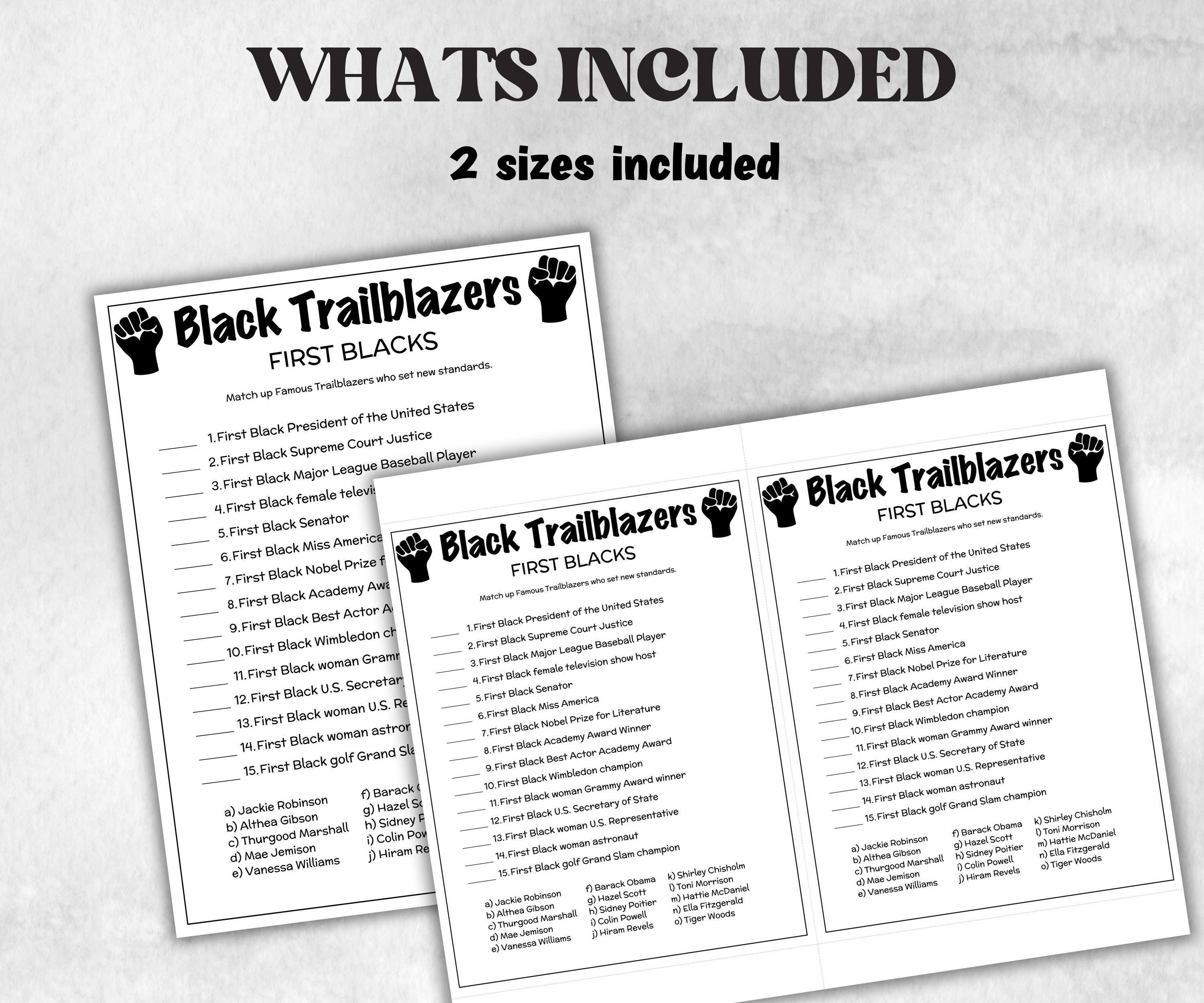 Black Trailblazers Match up Trivia Party Game, Black Culture Quiz ...