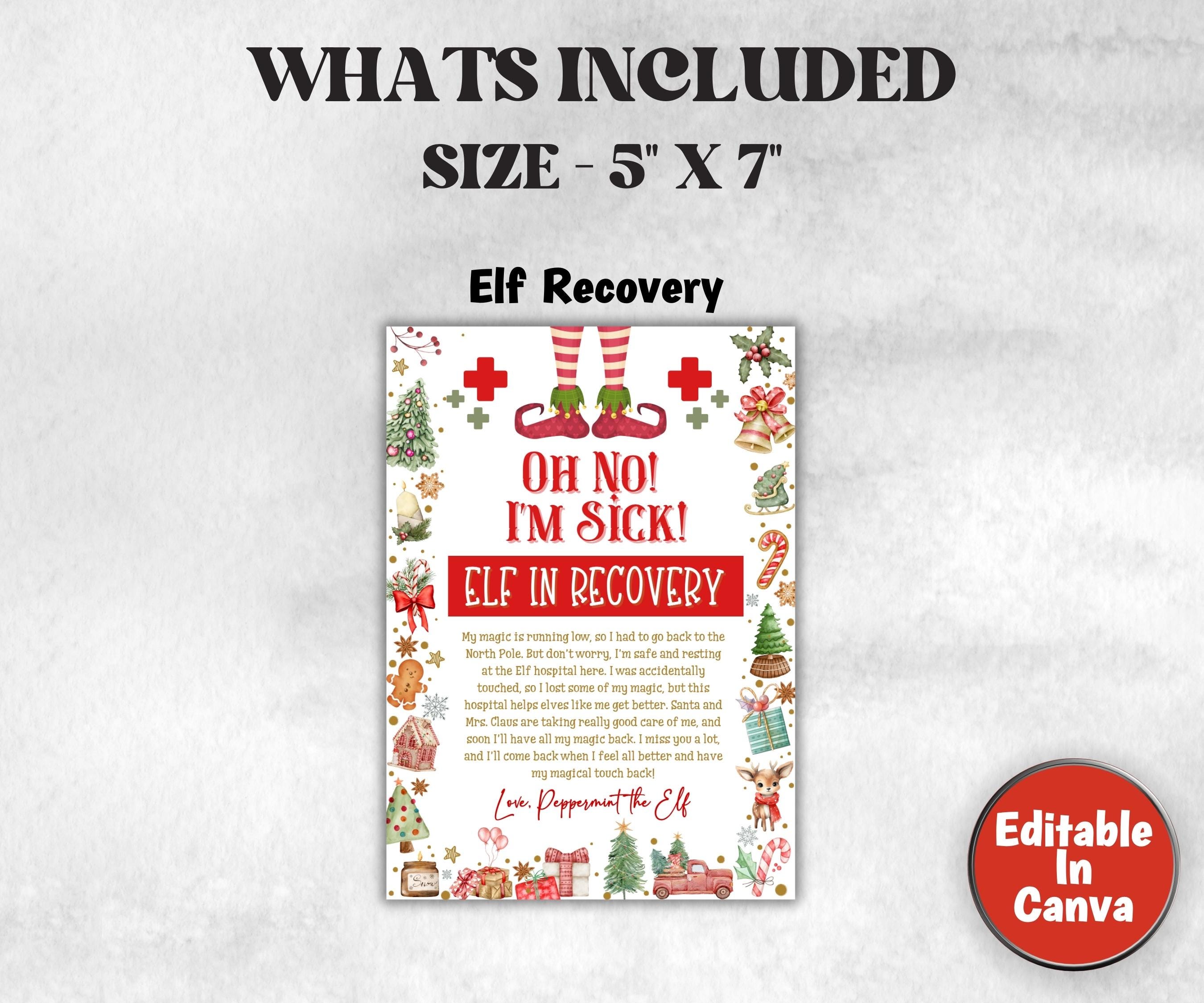 Editable Elf Recovery Letter, Oh No I’m Sick Editable, Kids Elf ...