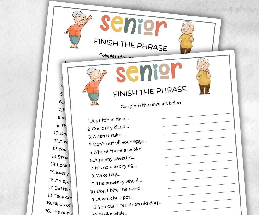 Buy Senior Finish the Phrase, Family Game Night, Dementia Activity ...