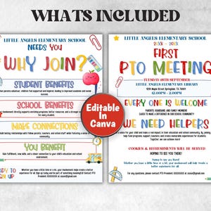 PTO PTA Flyer Bundle, Editable Membership Template, School Fundraiser ...