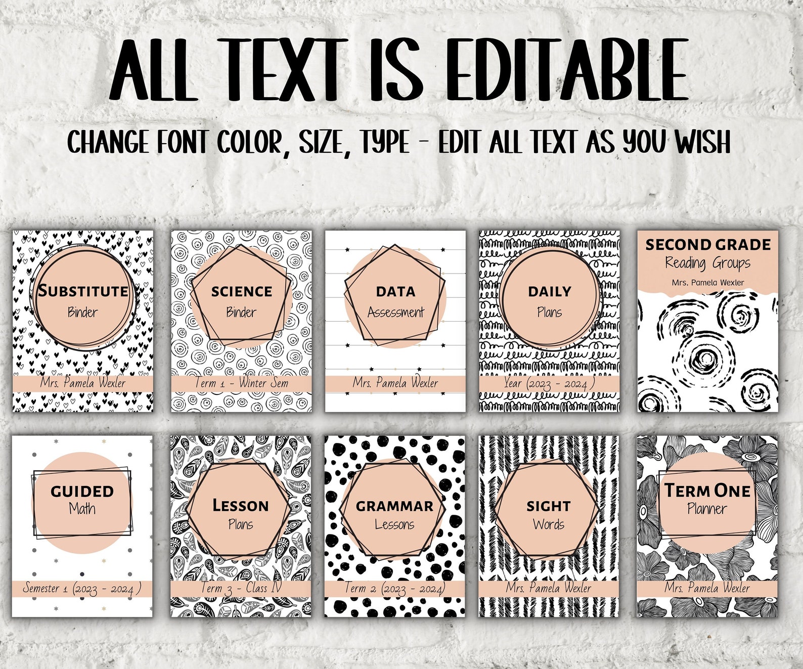 Editable Binder Covers and Spines I Printable Binder Cover I - Etsy