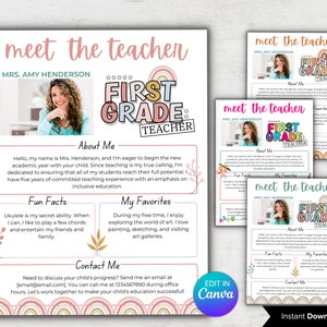 Meet the Teacher Pastel Rainbow I 1st Grade Teacher I Boho Teacher I ...
