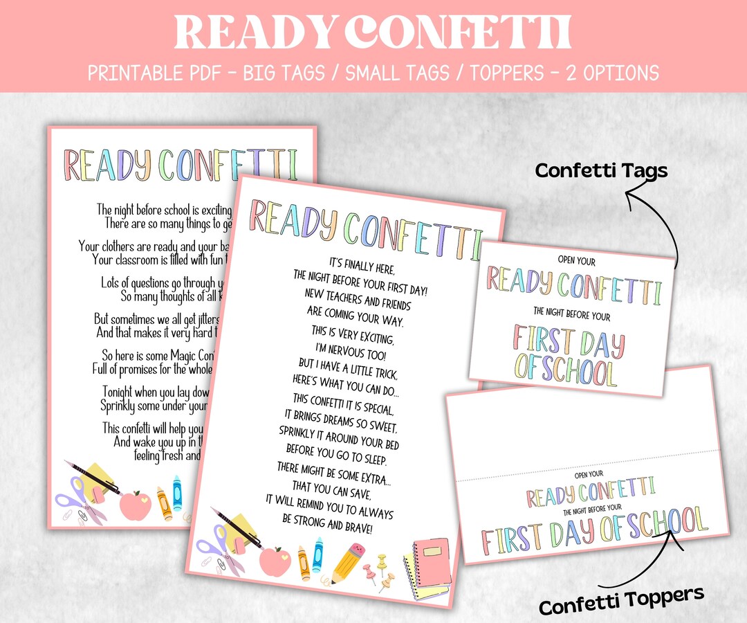 Confetti Bag Topper Back to School, Jitter Glitter, Night Before School ...