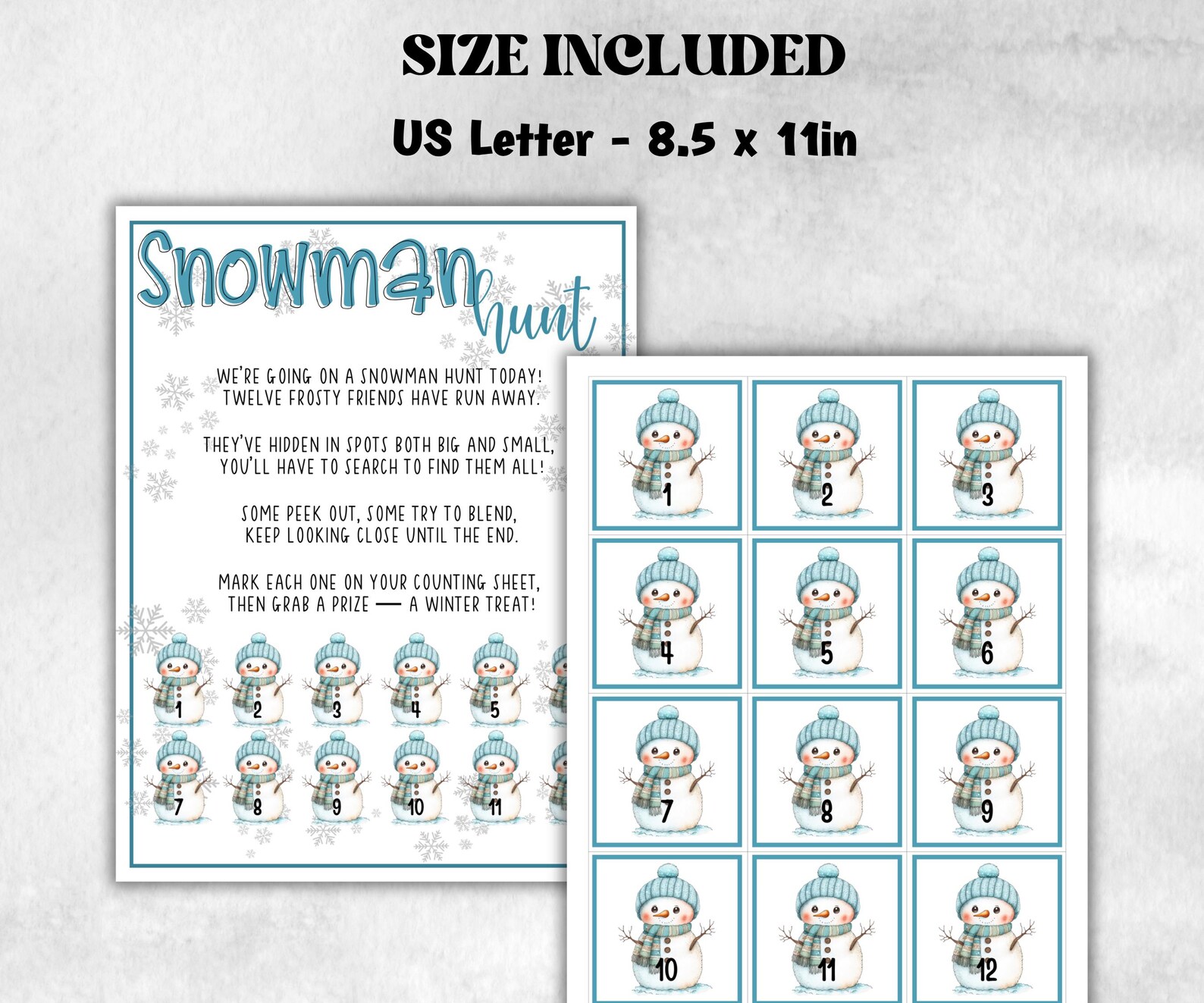 Snowman Scavenger Hunt, Kids Snowman Theme Party, Snowman Birthday ...