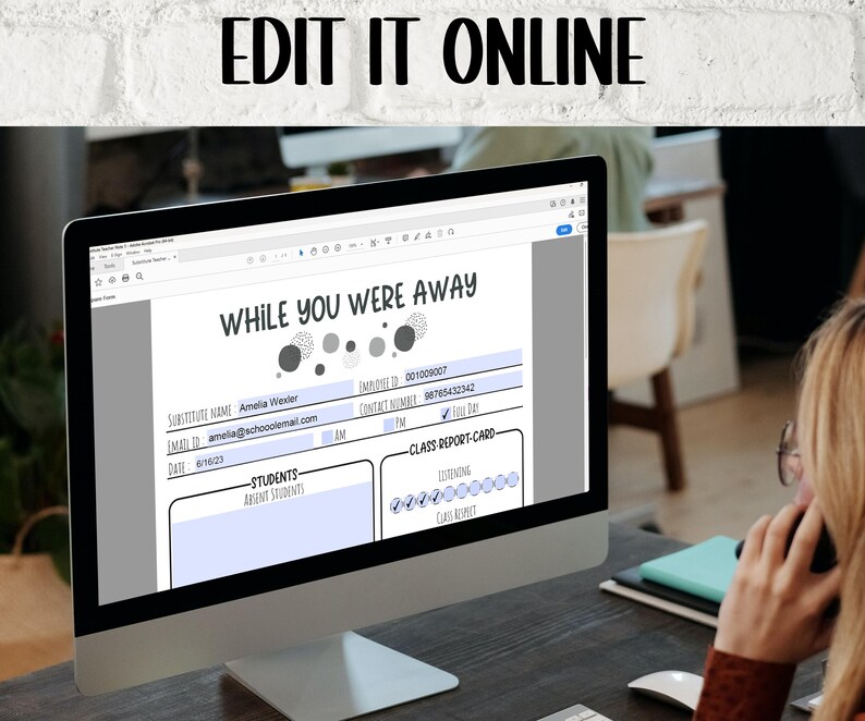 Fillable Editable Substitute Teacher Notes I While You Were Away I ...