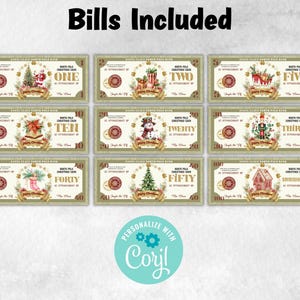 Editable Christmas Bucks, Ready to Print Christmas Play Money, North ...