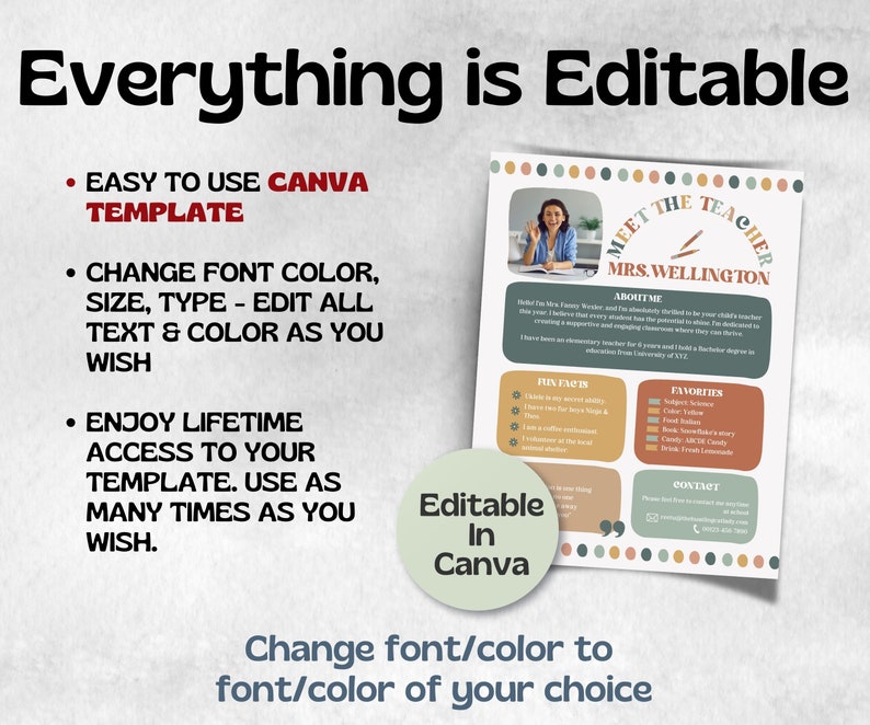 Editable Boho Meet the Teacher Canva Template, Editable Teacher ...