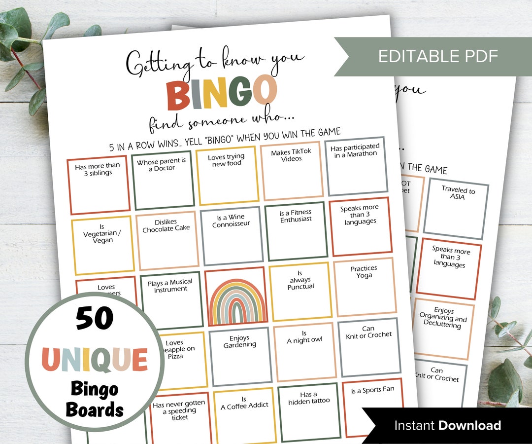 Find the Guest Human Bingo I Family Reunion Game I Team Building Game I ...