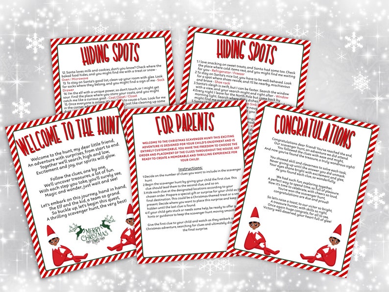 Elf Christmas Scavenger Hunt I Christmas Activities | Elf Mischief ...