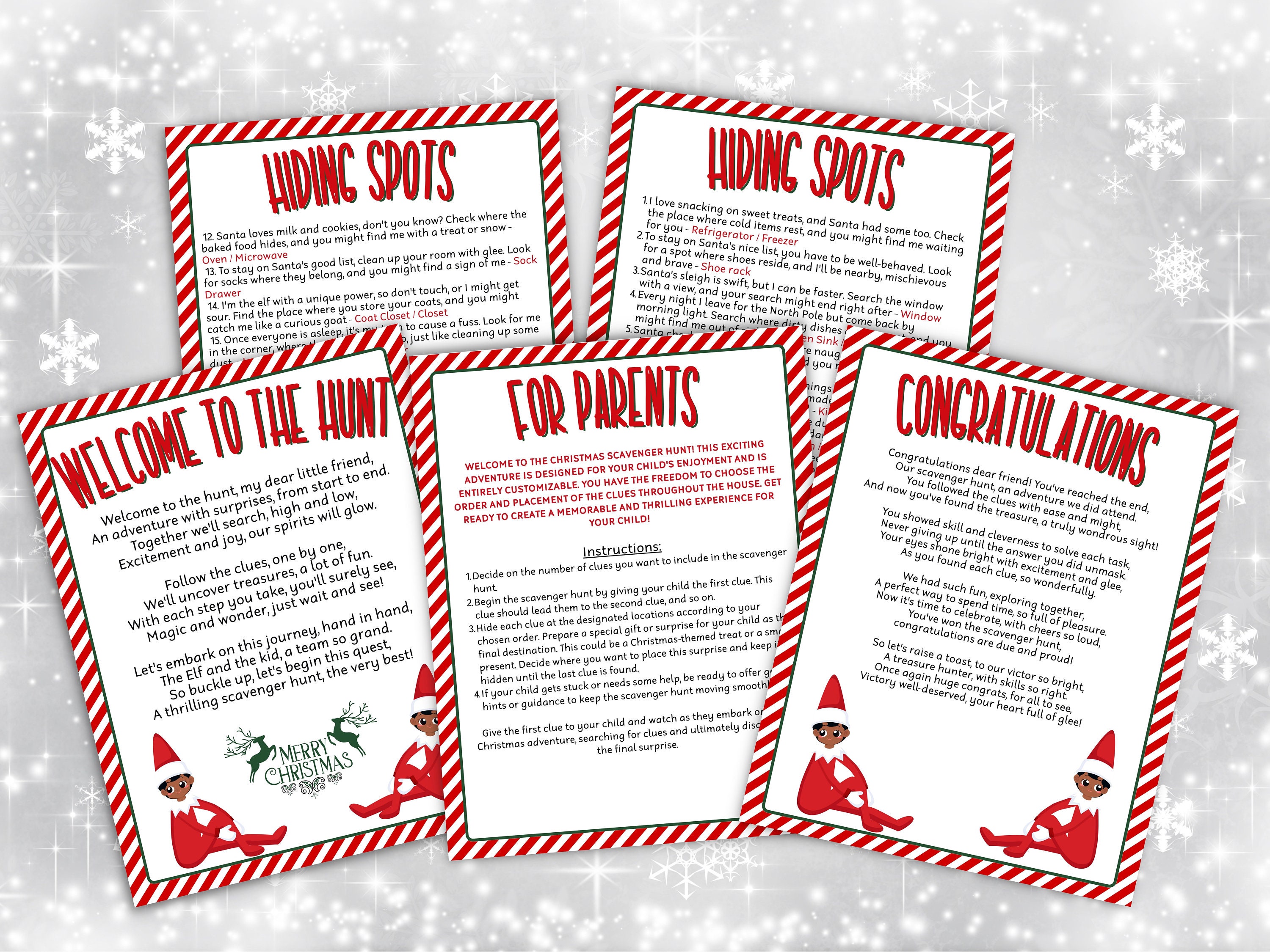 Elf Christmas Scavenger Hunt I Christmas Activities Elf - Etsy