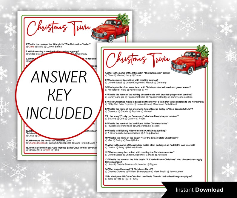 Office Trivia Printable I Fun Christmas Trivia Game Christmas Trivia ...