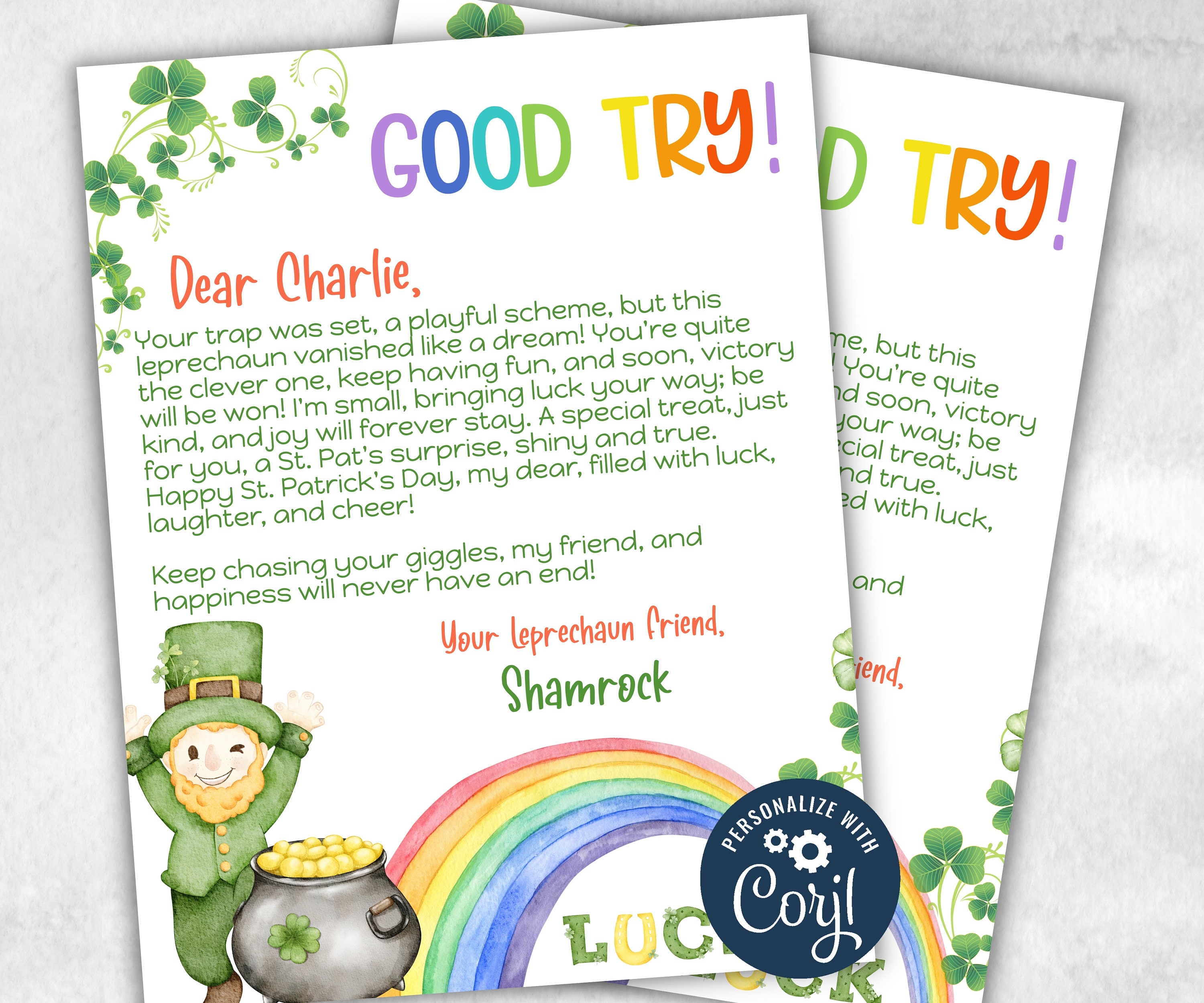 Diy Editable Letter Template Letter From Leprechaun Leprechaun Trap ...
