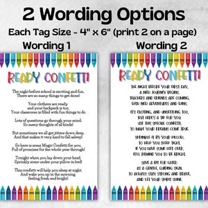 Night Before School Child Preschool Present, Ready Confetti Tag, First ...