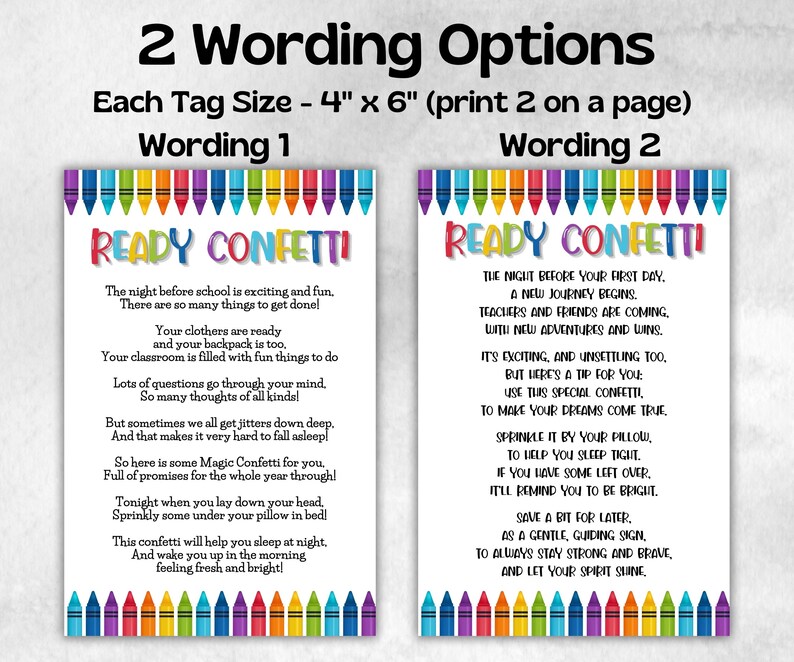 Night Before School Child Preschool Present, Ready Confetti Tag, First ...
