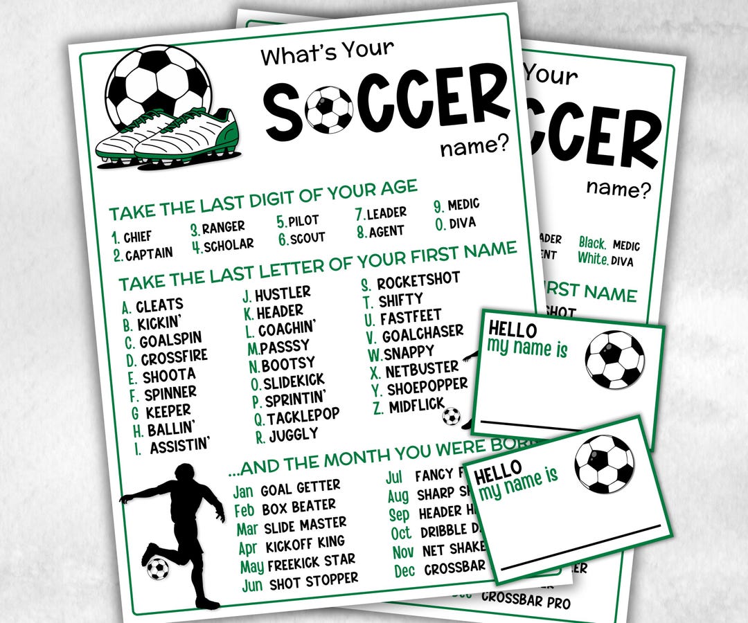 What is Your Soccer Name Printable Game, Daycare Name, Name Board Sign ...