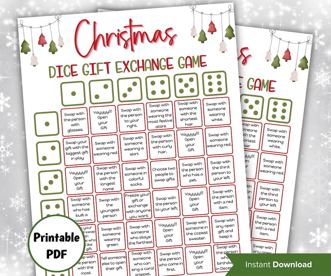 Christmas Gift Exchange Dice Game, Printable Icebreaker, Pass the ...