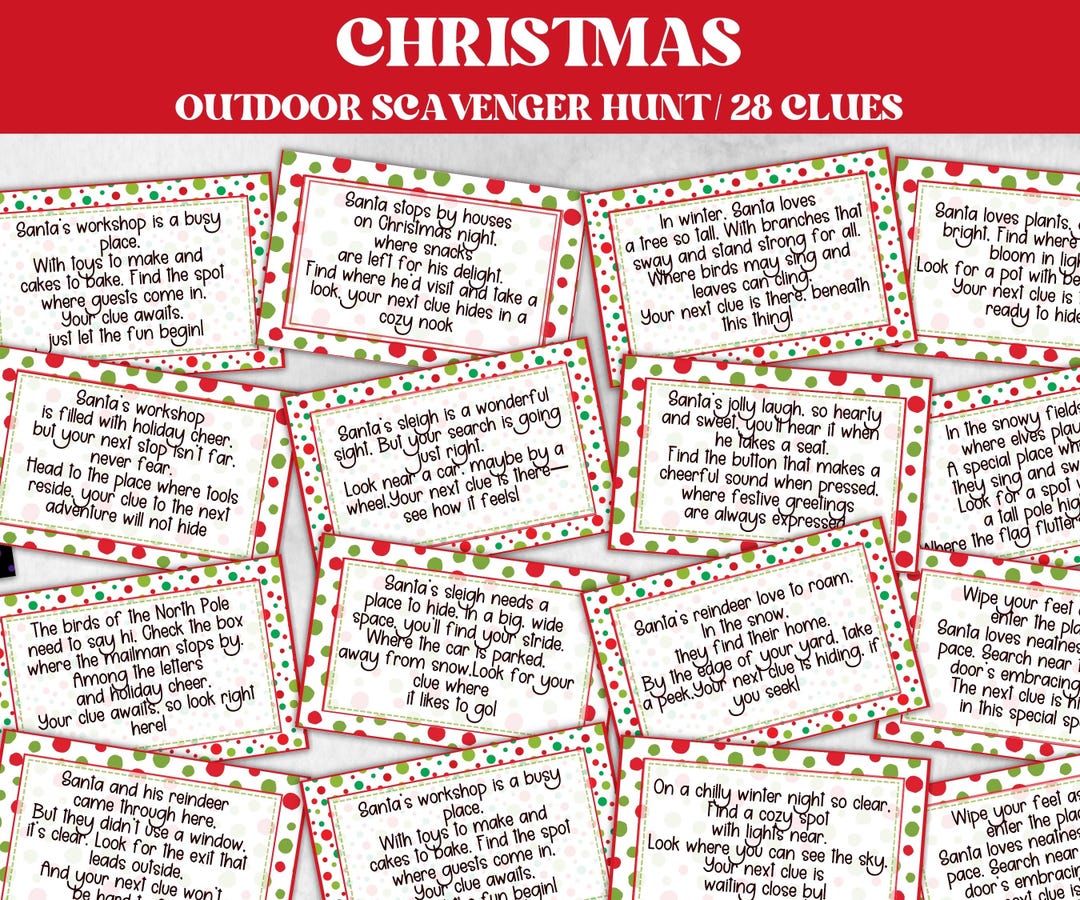 Outdoor Christmas Scavenger Hunt Christmas Gift Tags Games and Puzzles ...