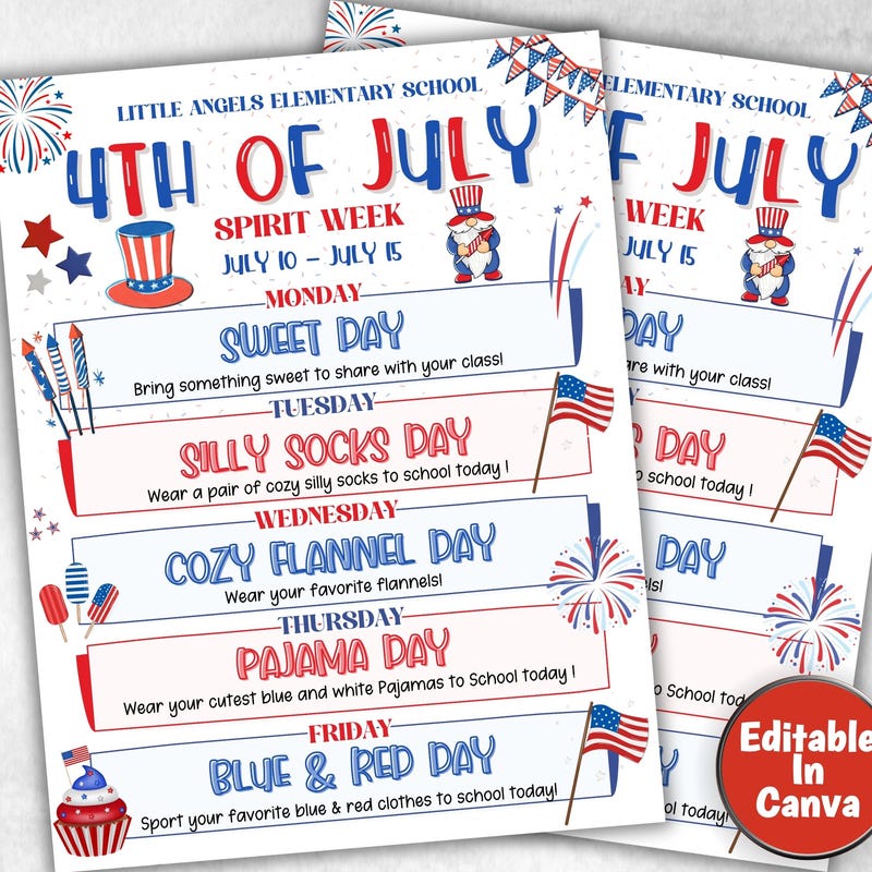 4th of July Spirit Weeks - Etsy