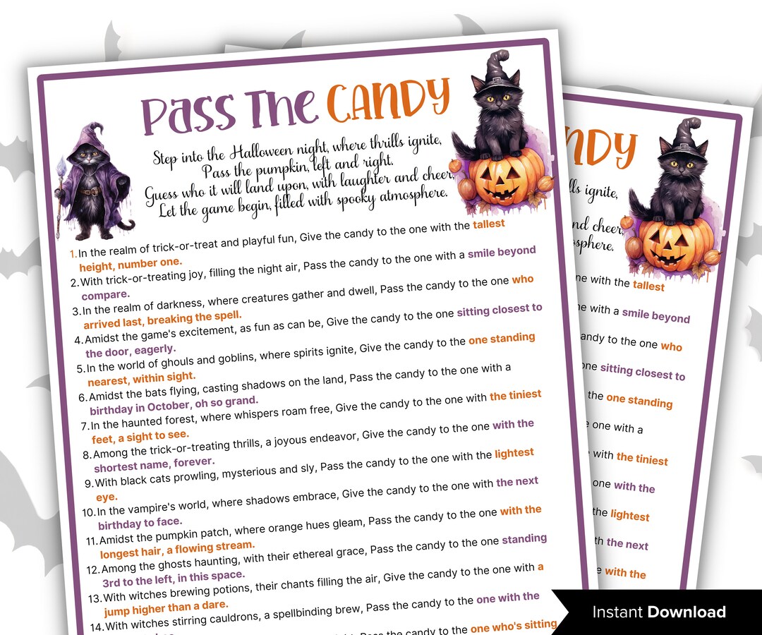 Halloween Pass the Candy Game, Left Right Game, Halloween Candy Game ...