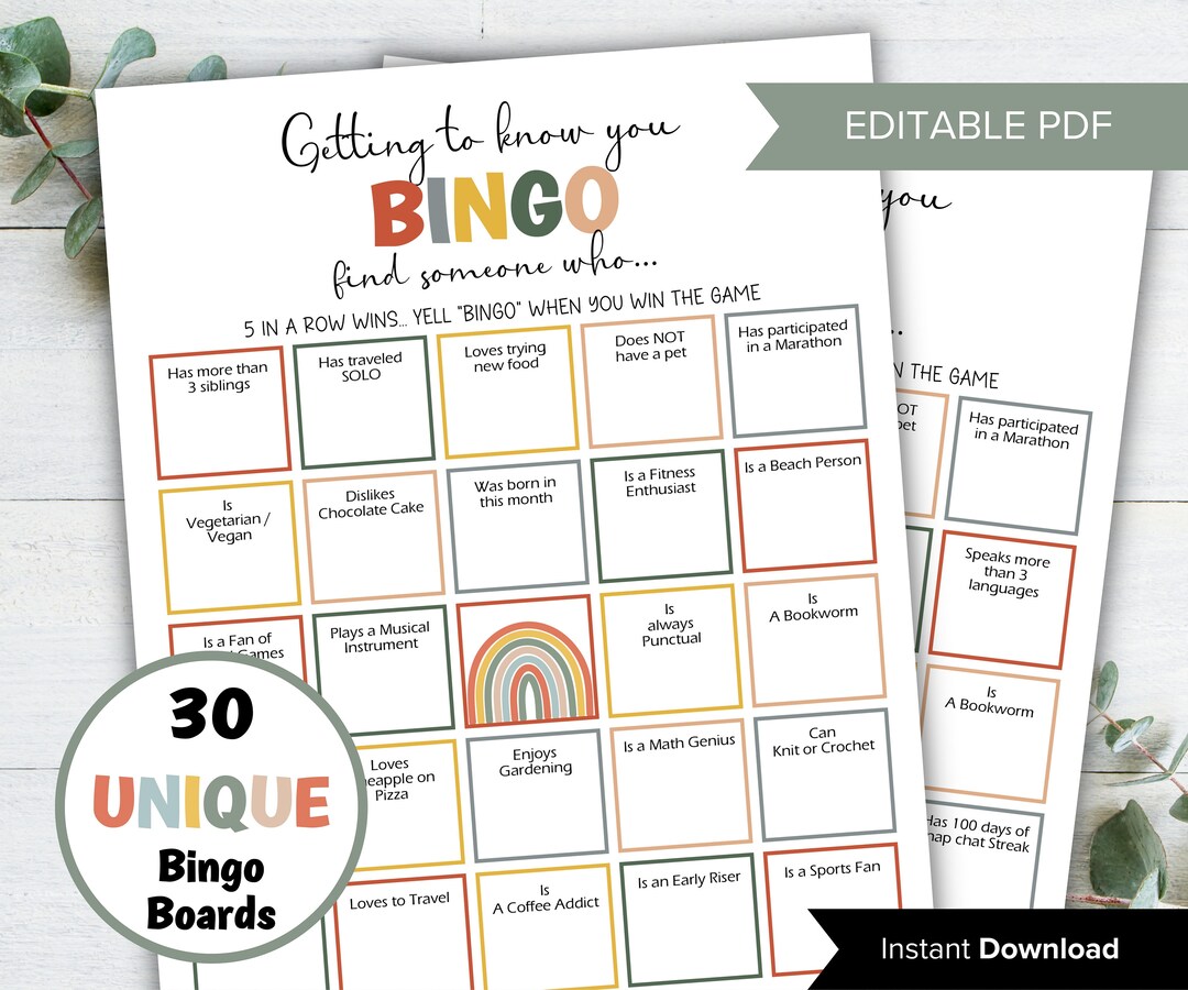 Find the Guest Human Bingo I Family Reunion Game I Team Building Game I ...
