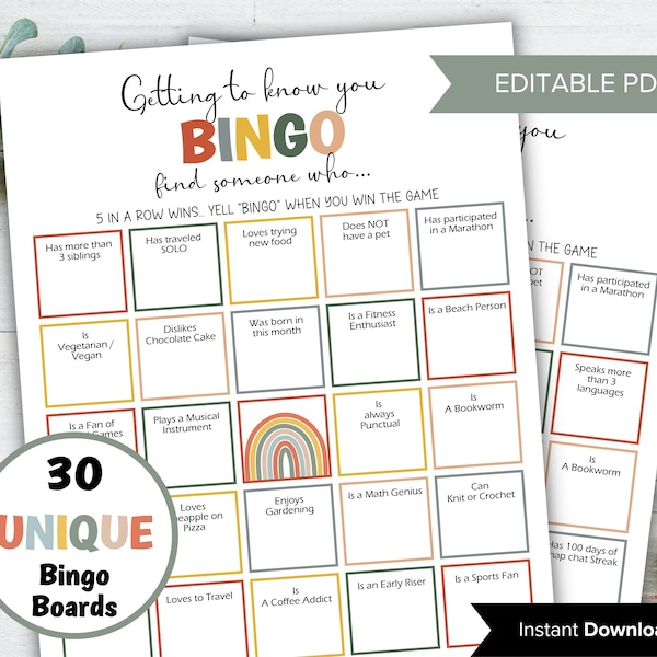 Get to Know You Bingo - Etsy