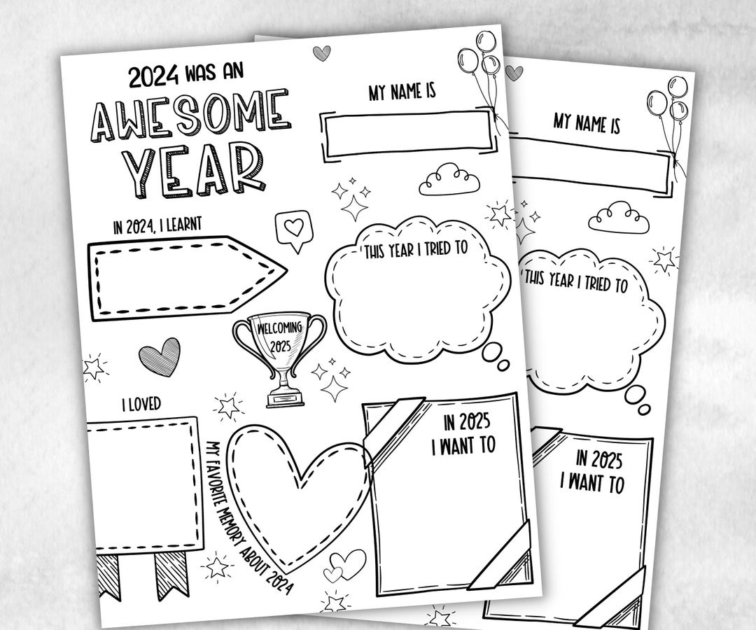 New Year Classroom Activity, Kids Year in Review, Year Recap Printable ...