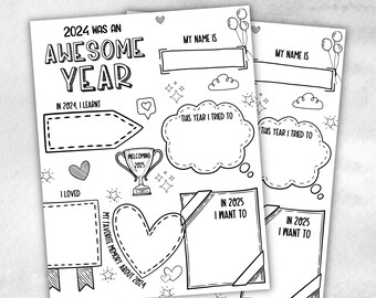 Year Recap Printable, New Year Classroom Activity, Kids Year in Review ...