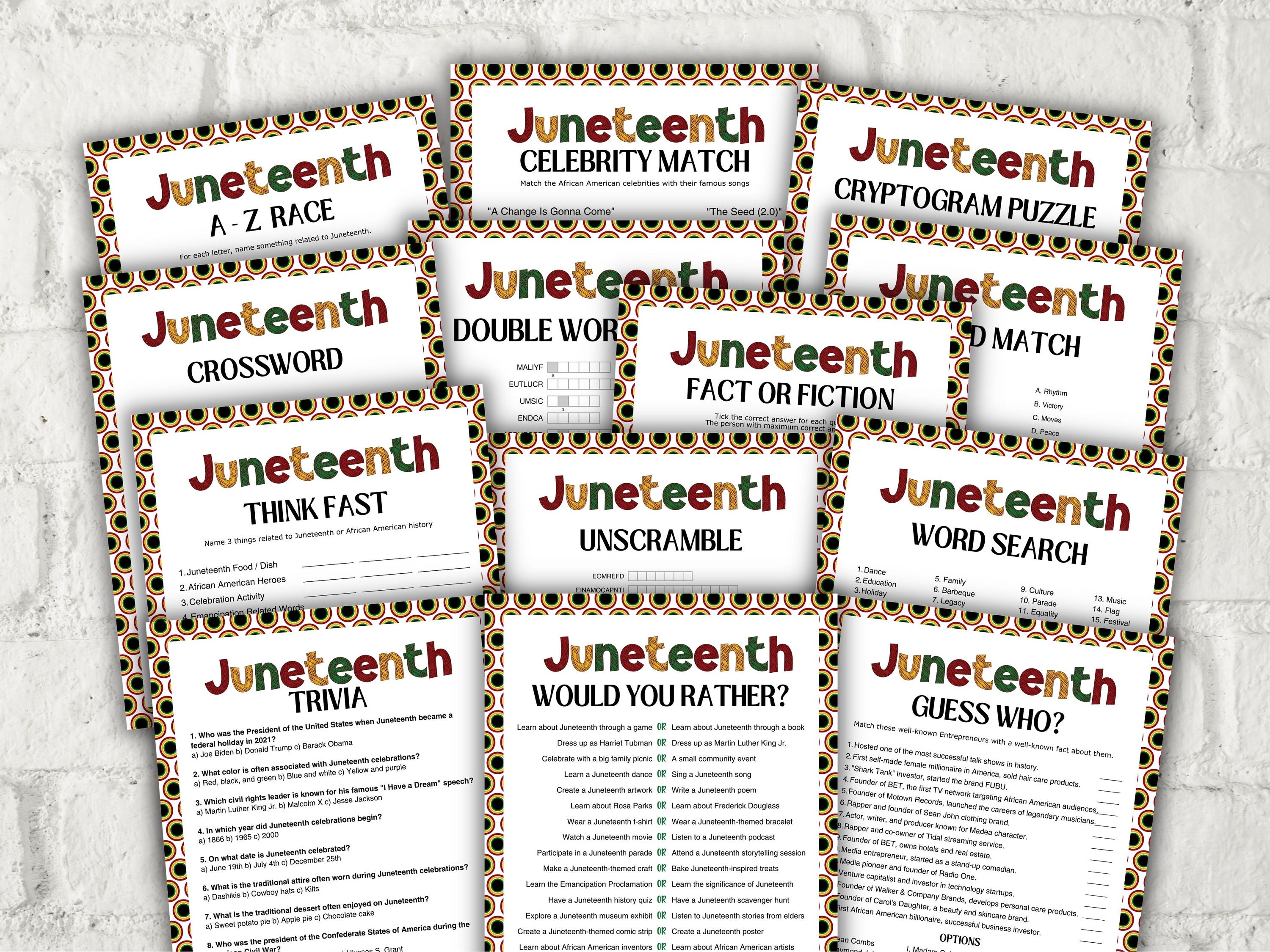 Juneteenth Games Bundle I Juneteenth Activities I African - Etsy