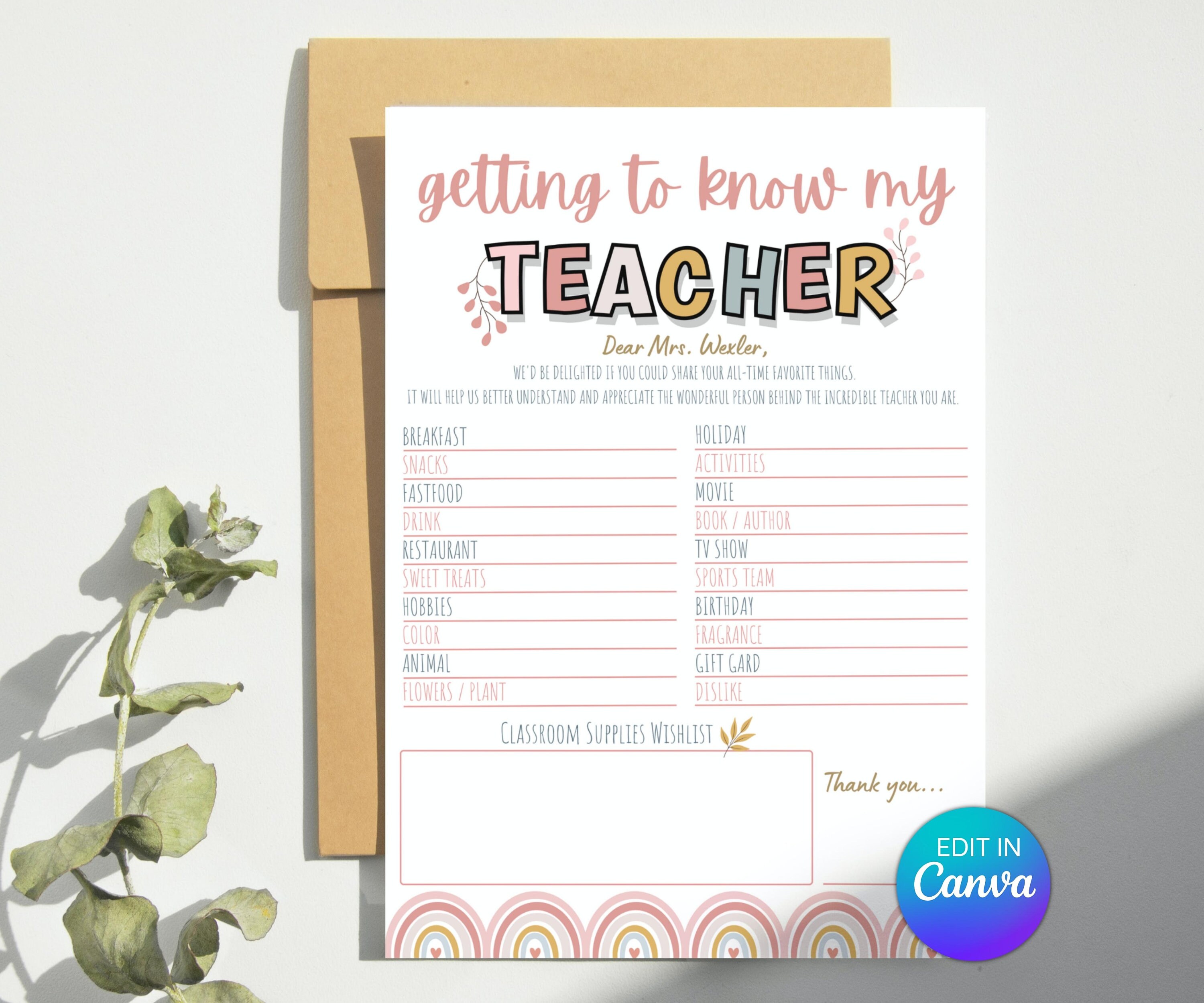 Getting to Know My Teacher I All About My Teacher I Teacher - Etsy