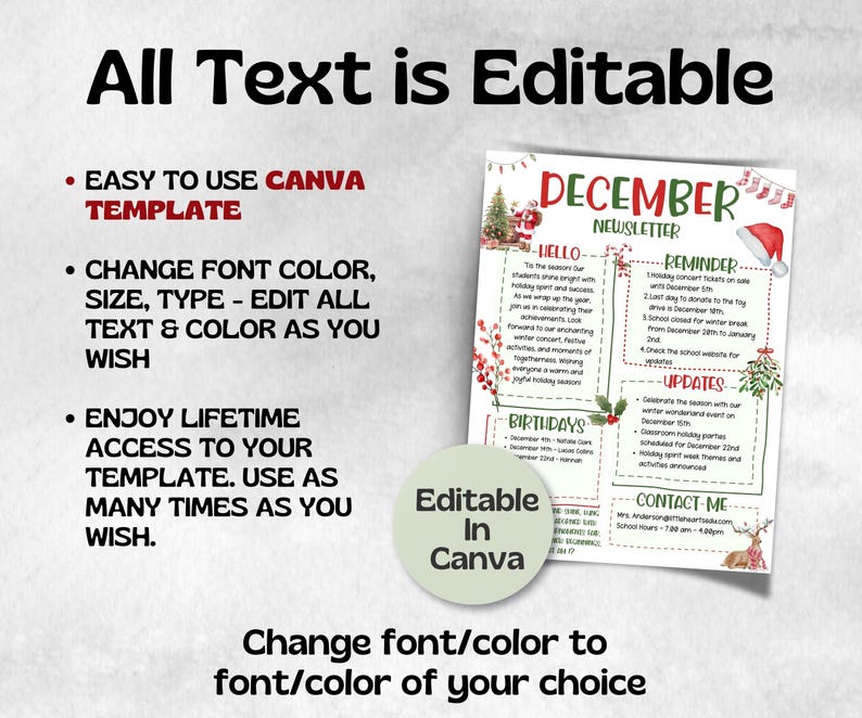Christmas December Classroom Newsletter, Daycare Newsletter Canva ...