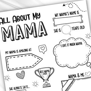 All About My Mama Gift I Mothers Day Printable Gift Mothers Day ...